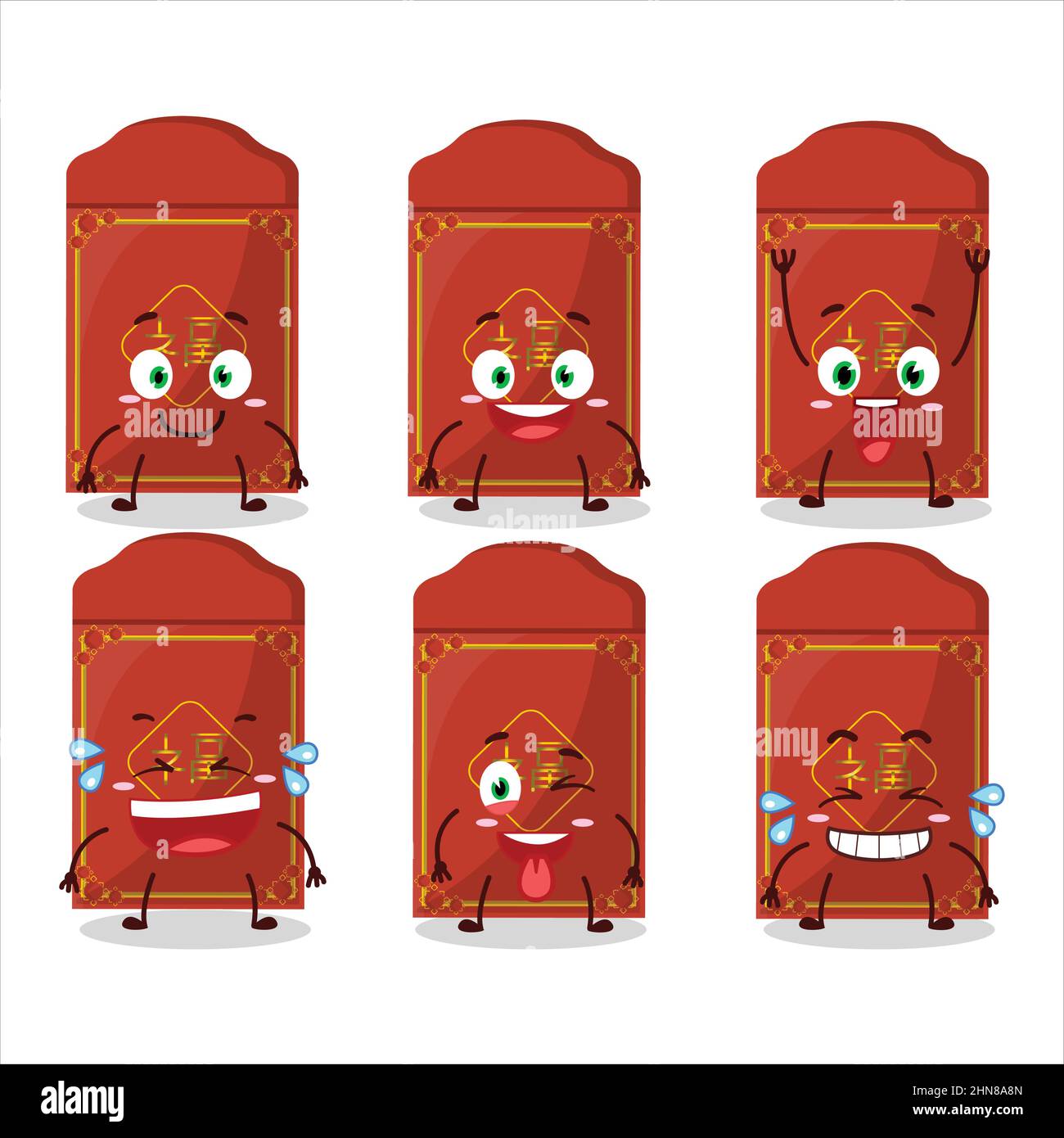 Cartoon character of red packets chinese with smile expression. Vector ...
