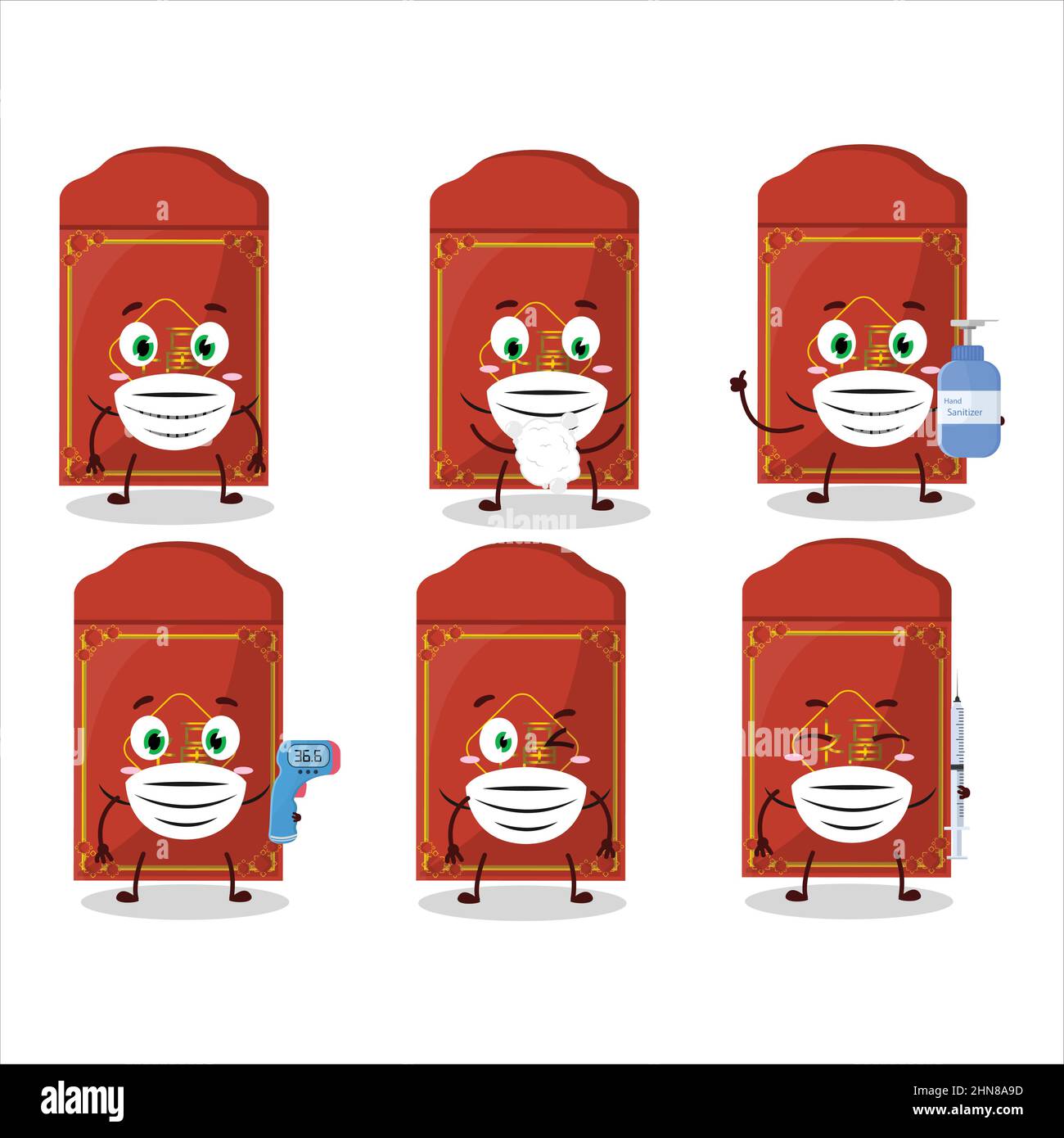 A picture of red packets chinese cartoon design style keep staying ...