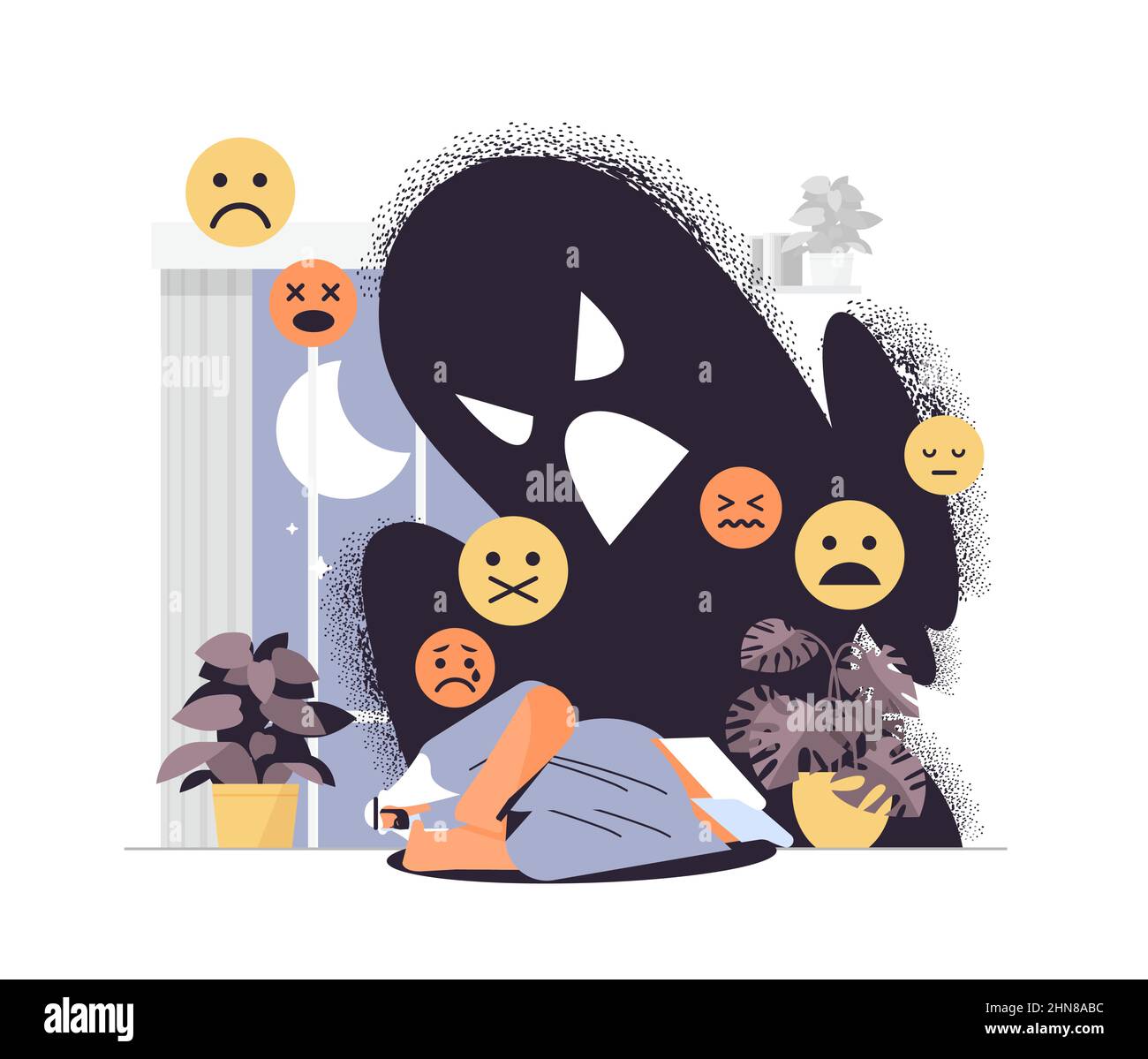 tired depressed arab man with evil shadow unhappy guy feeling desperate ...