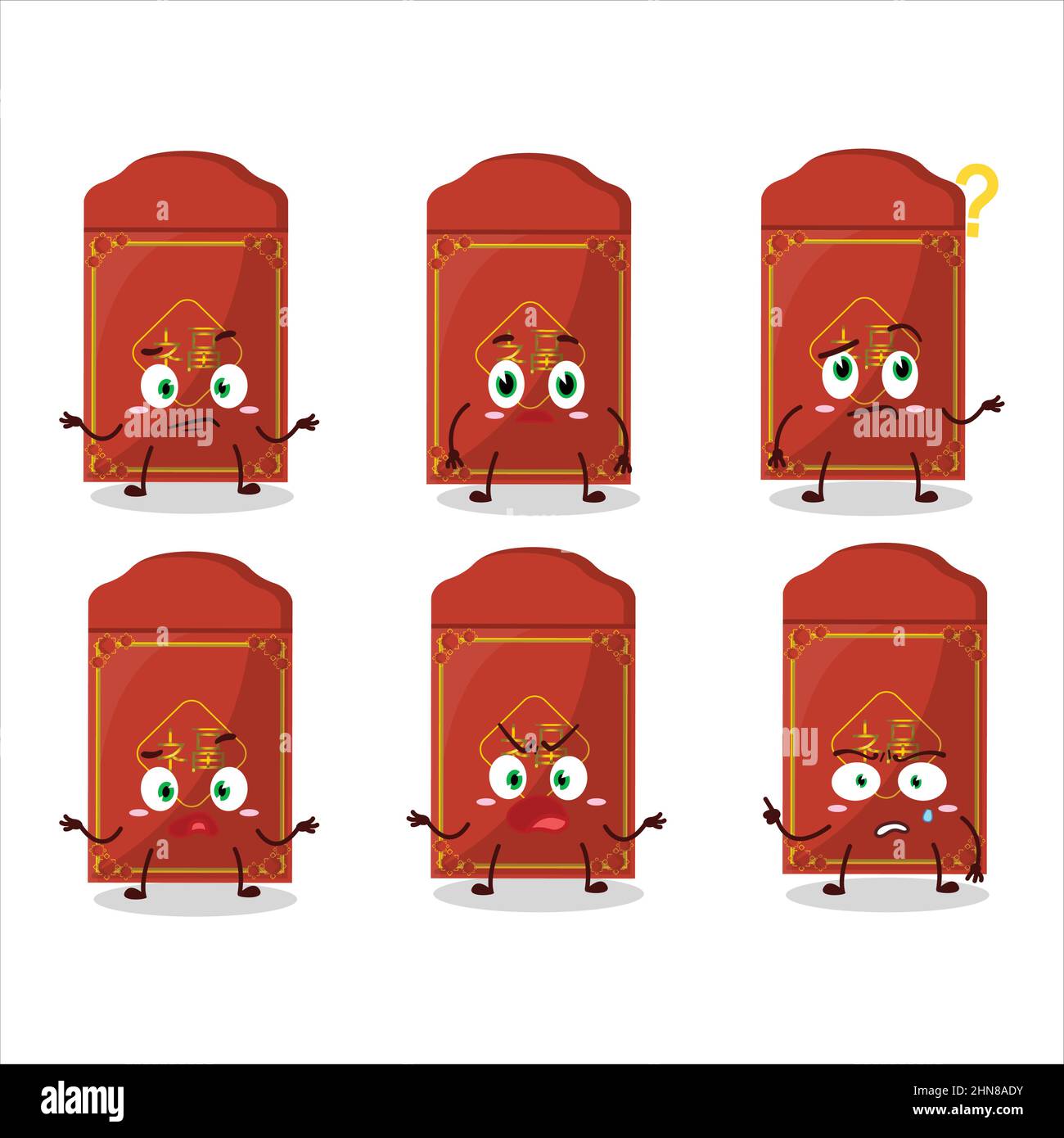 Cartoon character of red packets chinese with what expression. Vector ...