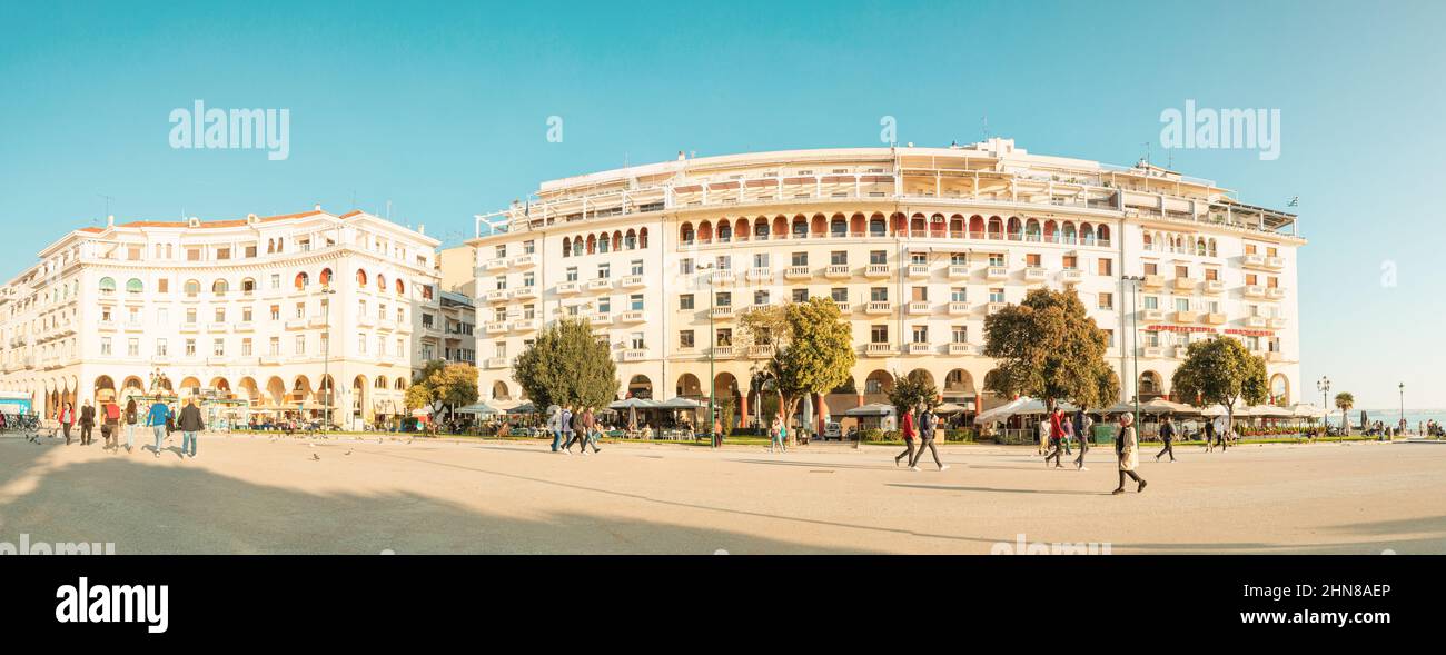 21 October 2021, Thessaloniki, Greece: panoramic view of main tourist ...