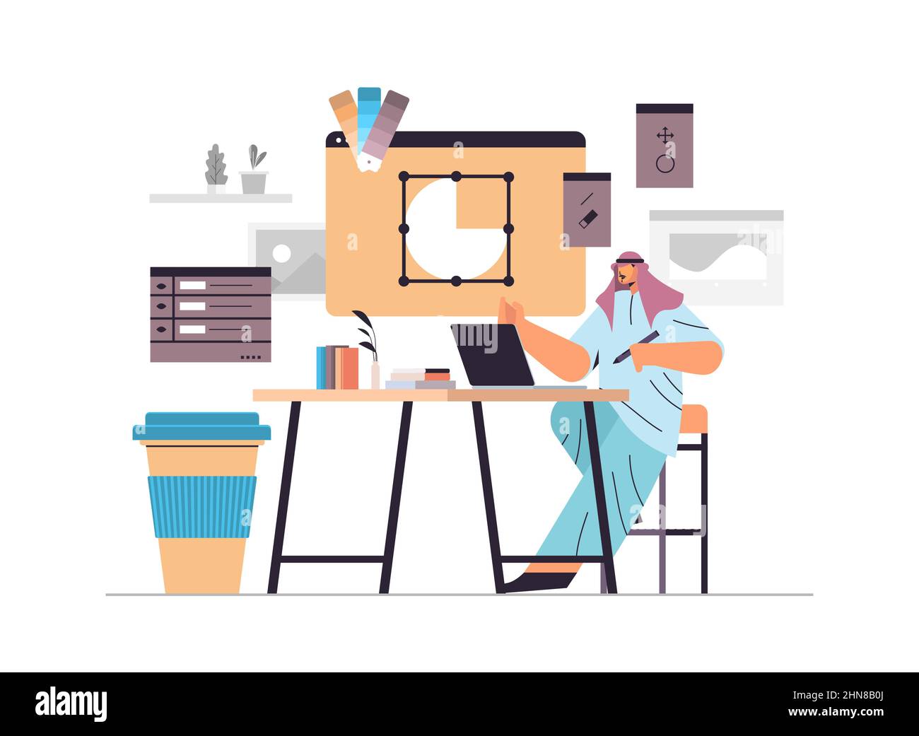 Artist working on painting Stock Vector Images - Alamy