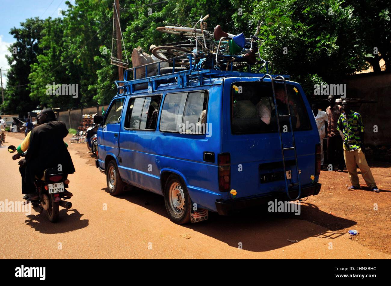 A Bush Taxi heading to the Benin / Burkina Faso border in West Africa ...