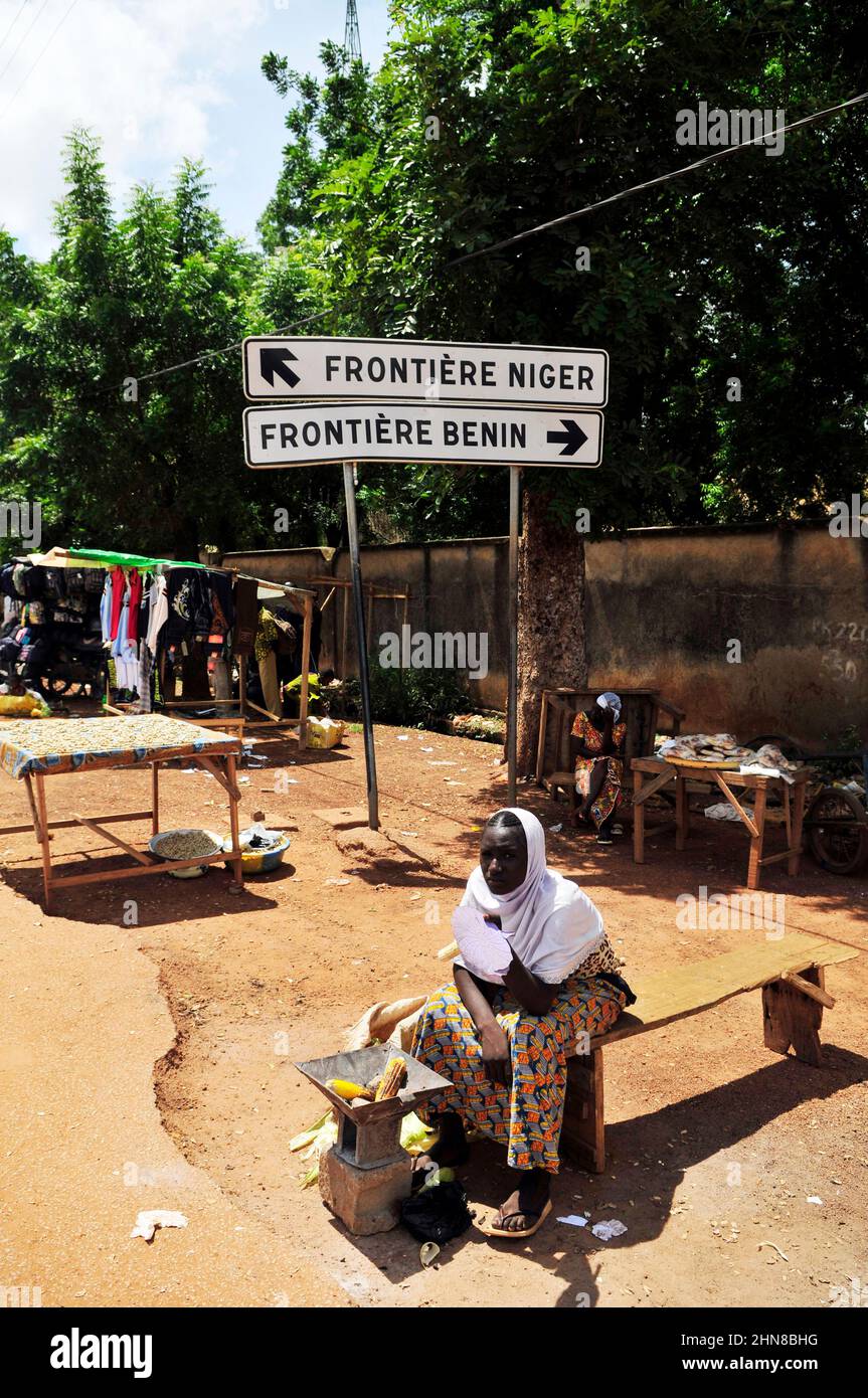 Road junction of roads towards Niger and Benin Stock Photo - Alamy