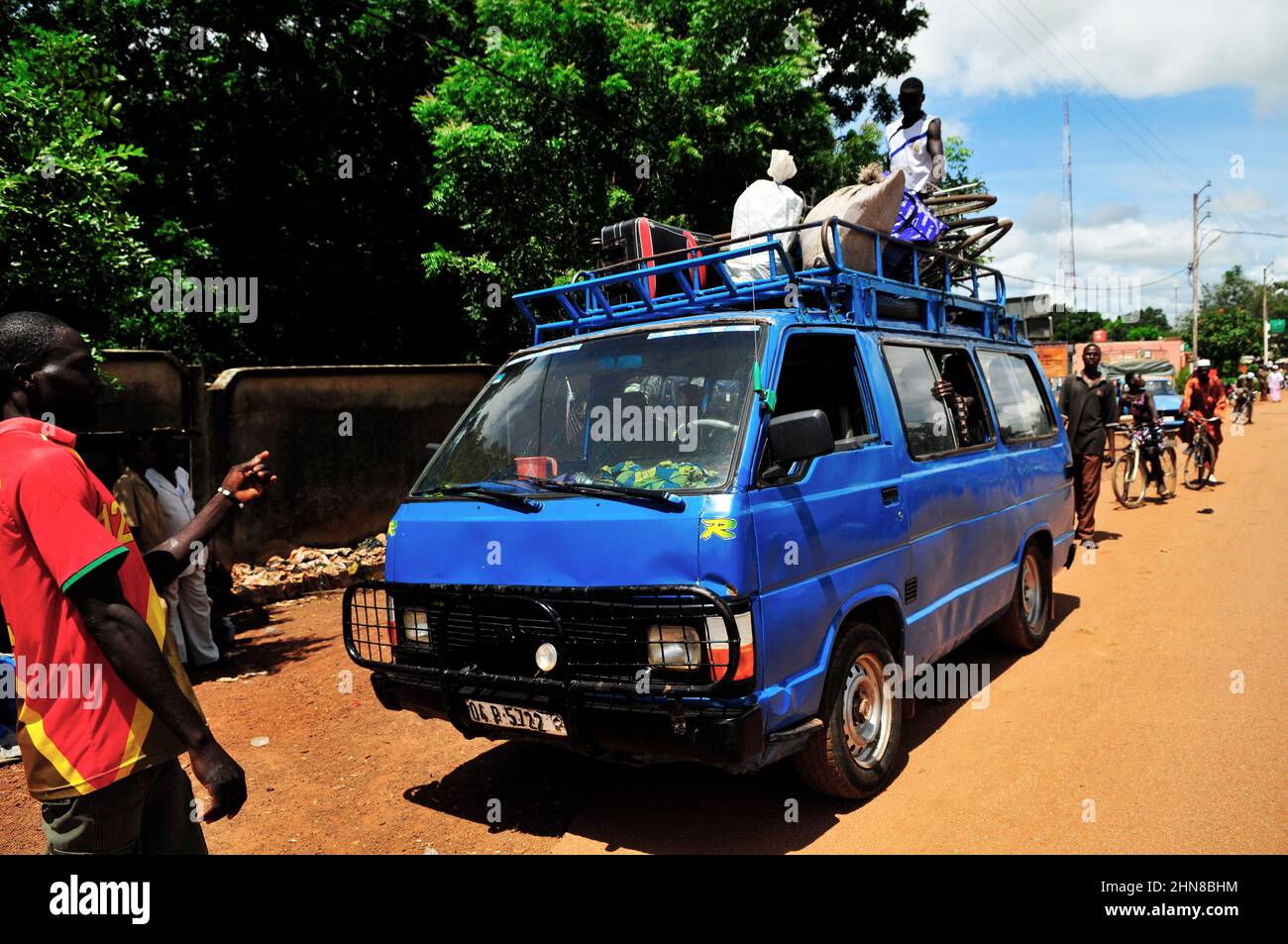 A Bush Taxi heading to the Benin / Burkina Faso border in West Africa ...