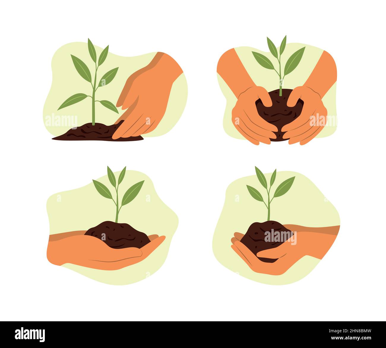 Tree sapling hand planting Stock Vector Images - Alamy