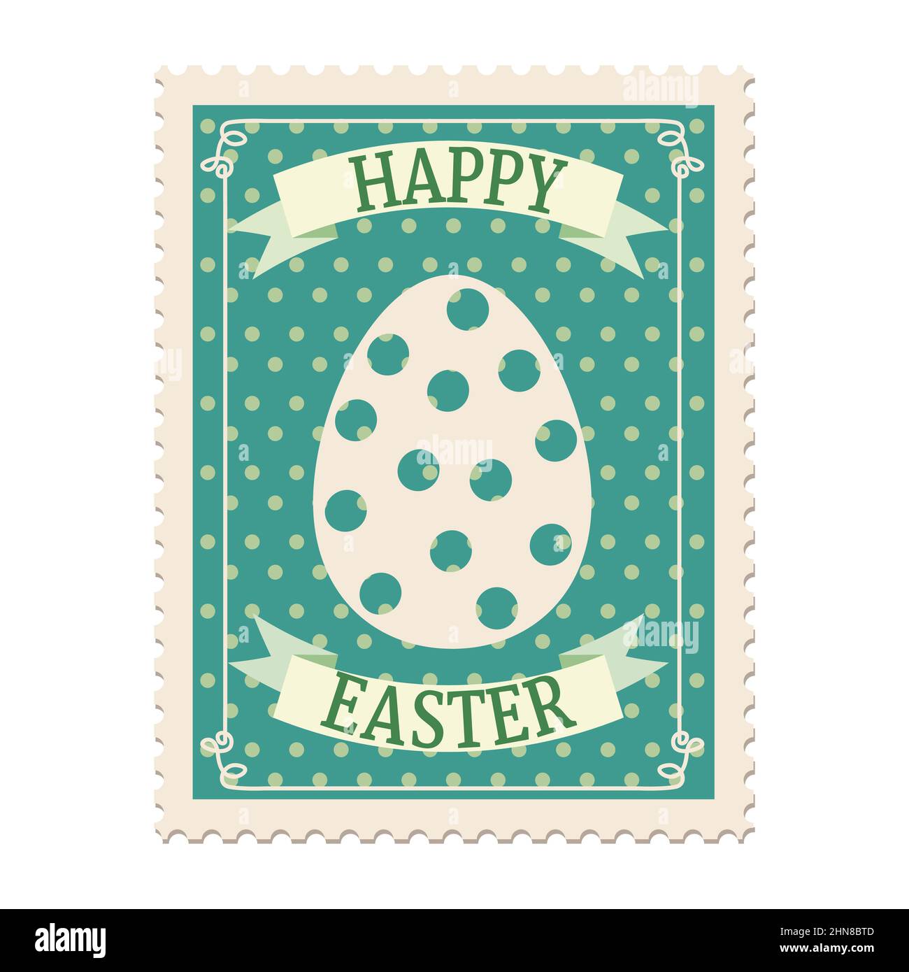Easter postal stamp, egg, retro graphic. Vintage vector Stock Vector ...