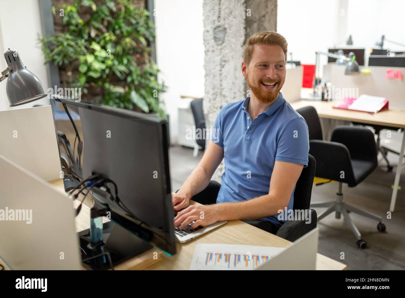 Startup business, software developer business people working on ...