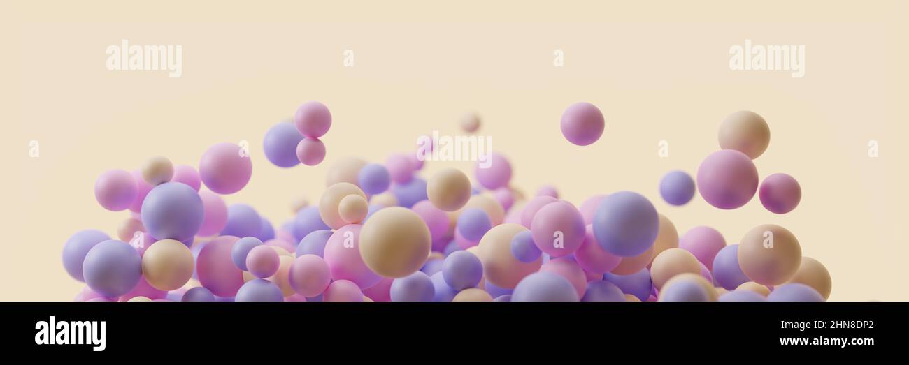 Abstract 3D floating spheres background. Soft and warm colors. 3D ...