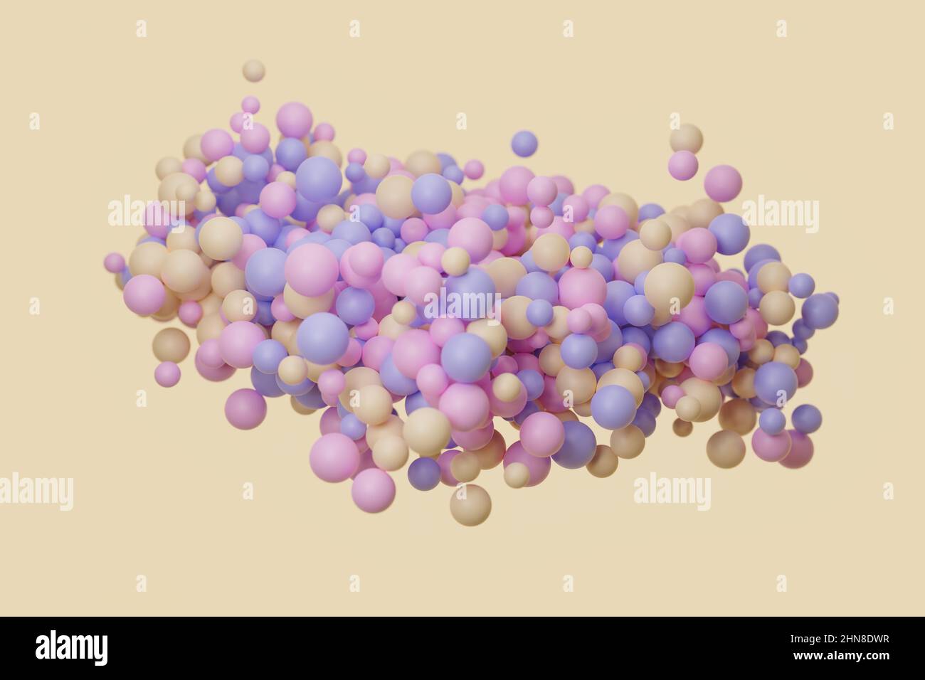 Abstract 3D floating spheres background. Warm colors. 3D rendering ...
