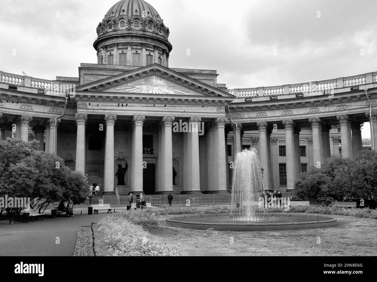 Saint Petersburg, Russia-01.09.2020: Central portico of the Kazan ...