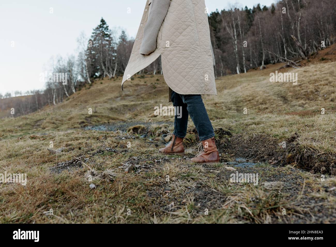 female feet walk nature autumn travel landscape Stock Photo - Alamy