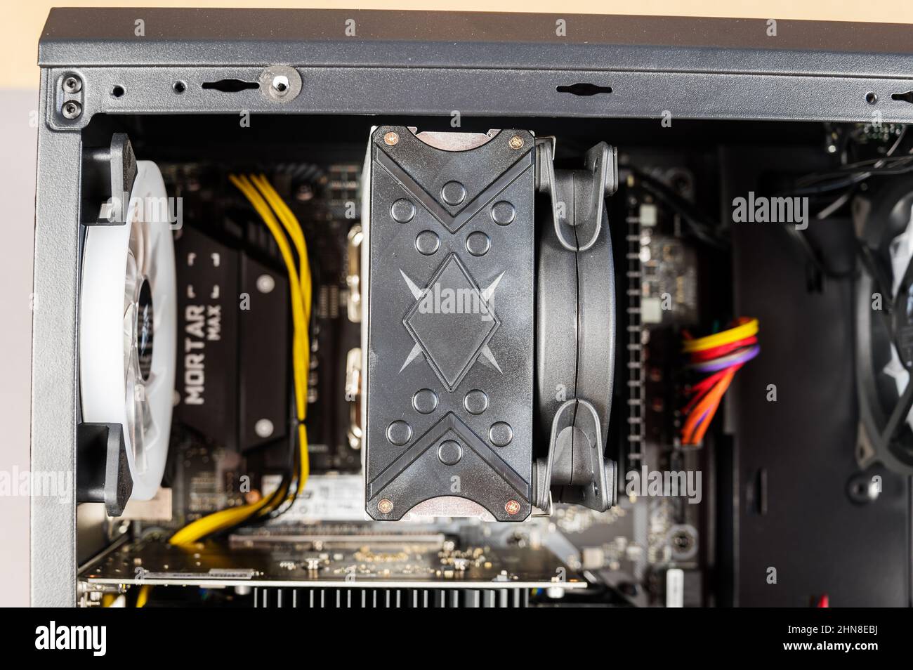 The contents of a desktop computer. The system unit of a modern ...