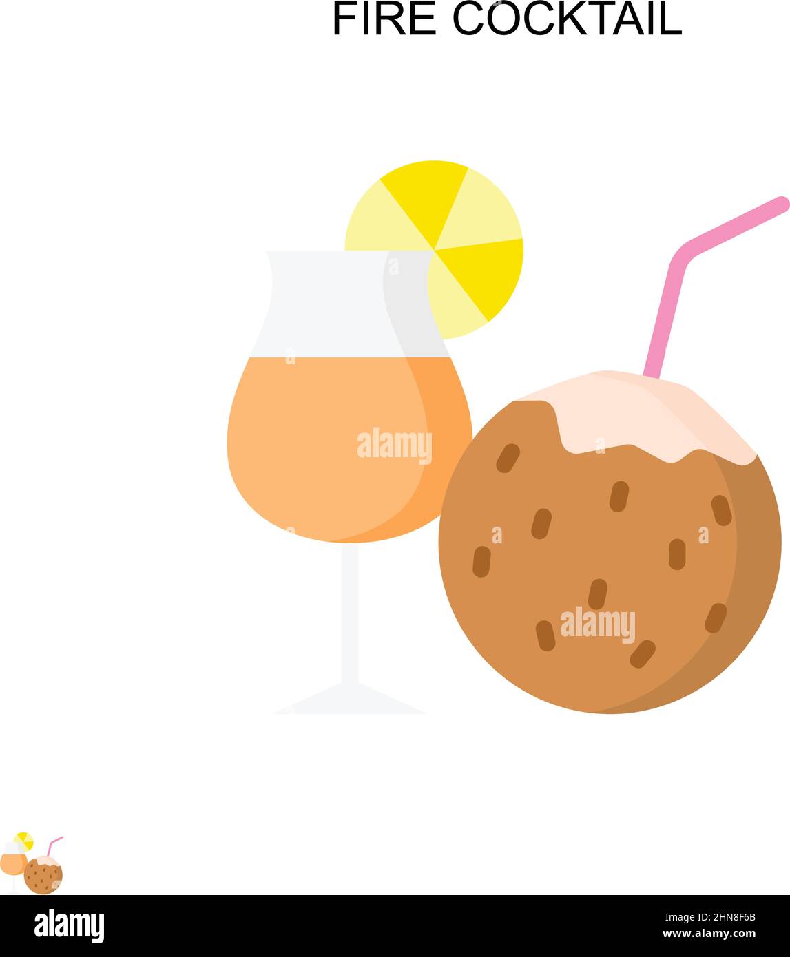 Fire cocktail Simple vector icon. Illustration symbol design template ...