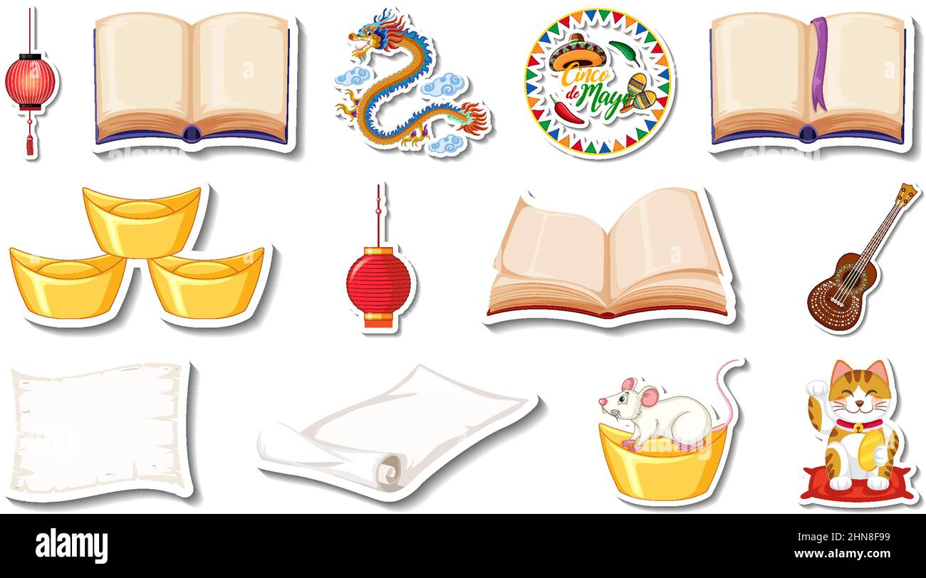 Set of different traditional objects illustration Stock Vector Image ...