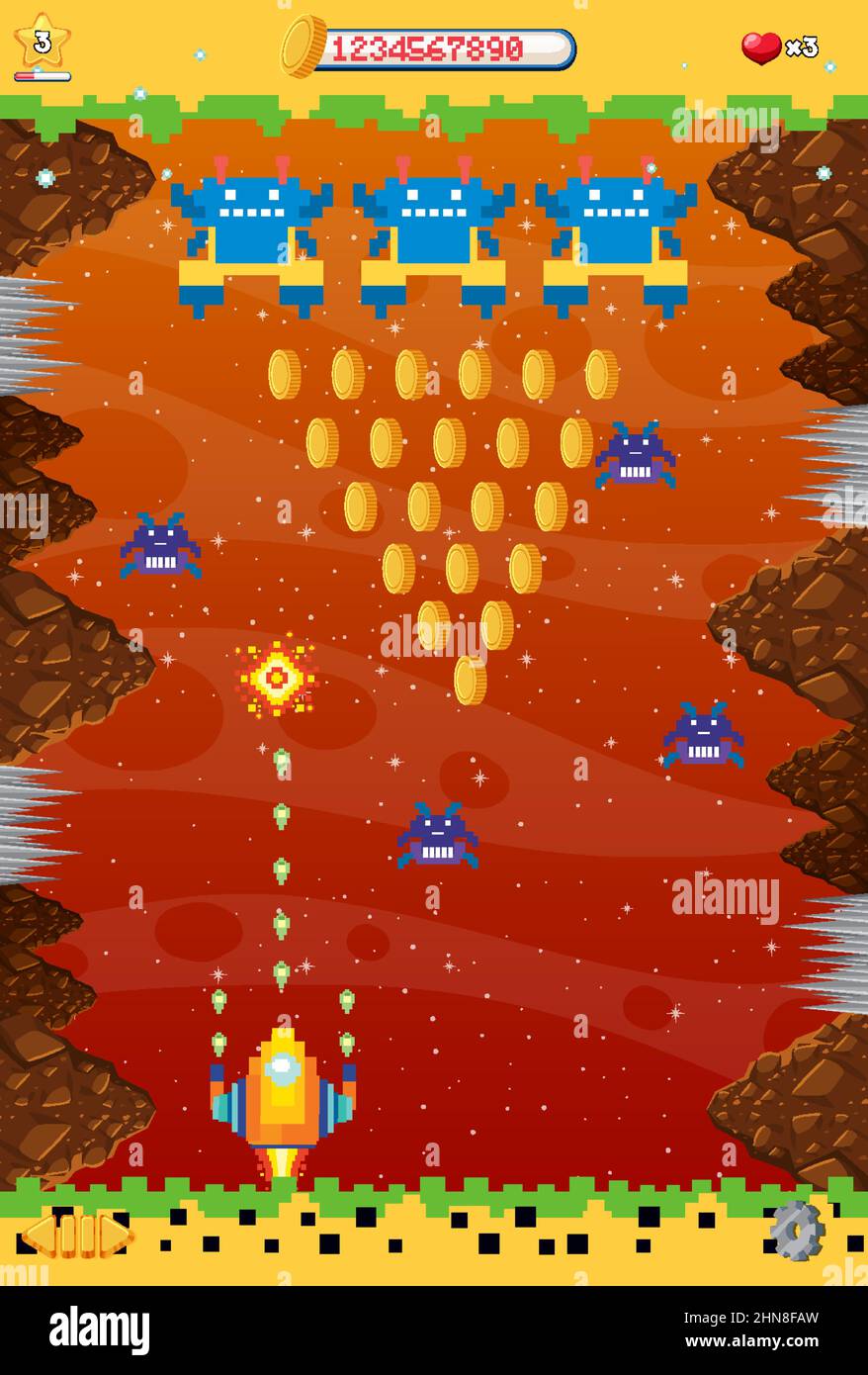 8-bit space game interface illustration Stock Vector Image & Art - Alamy