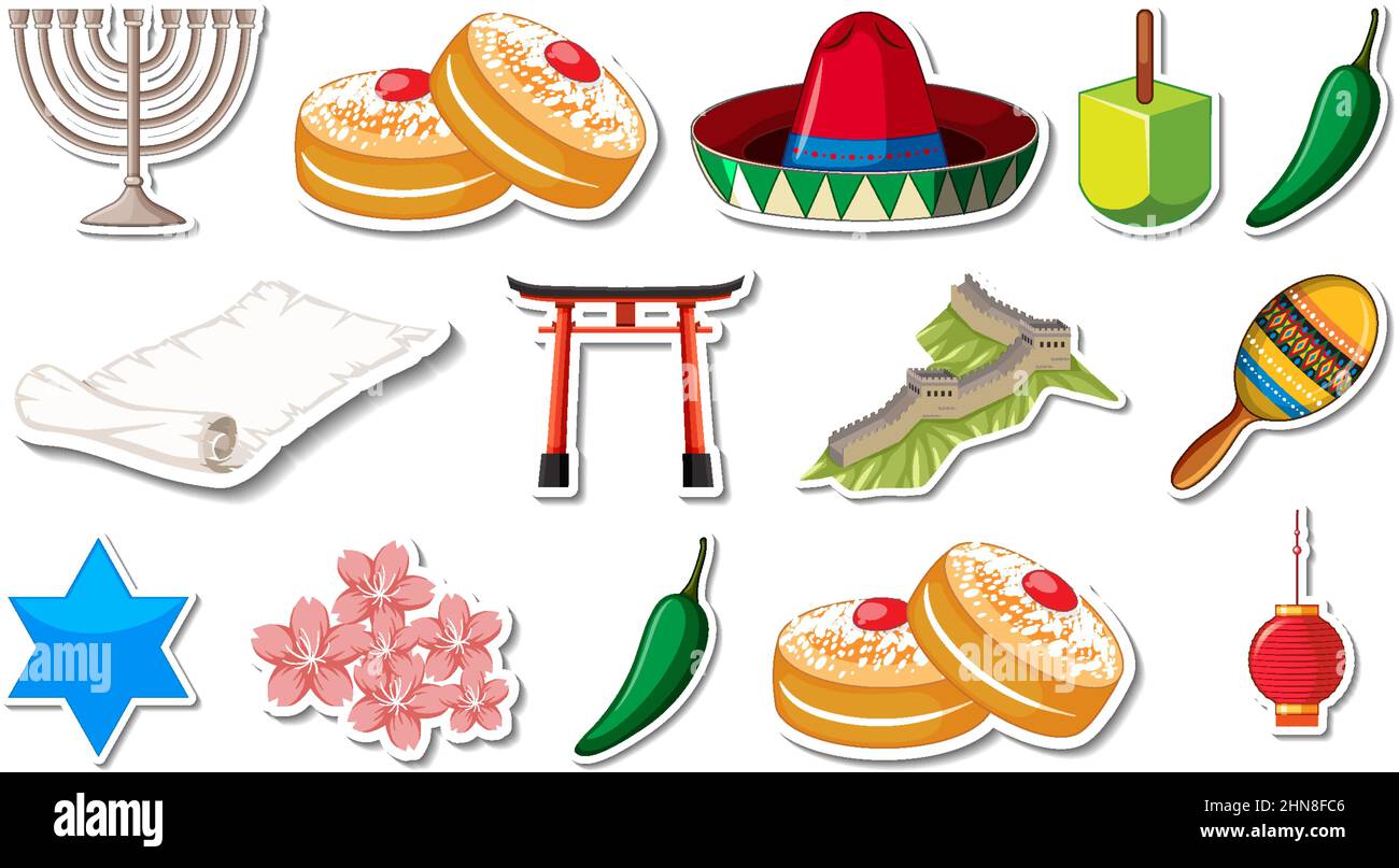 Set of different traditional objects illustration Stock Vector Image ...