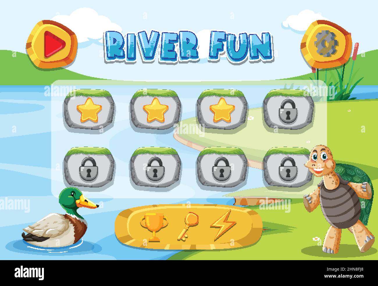 Game background template with game level lock illustration Stock Vector ...