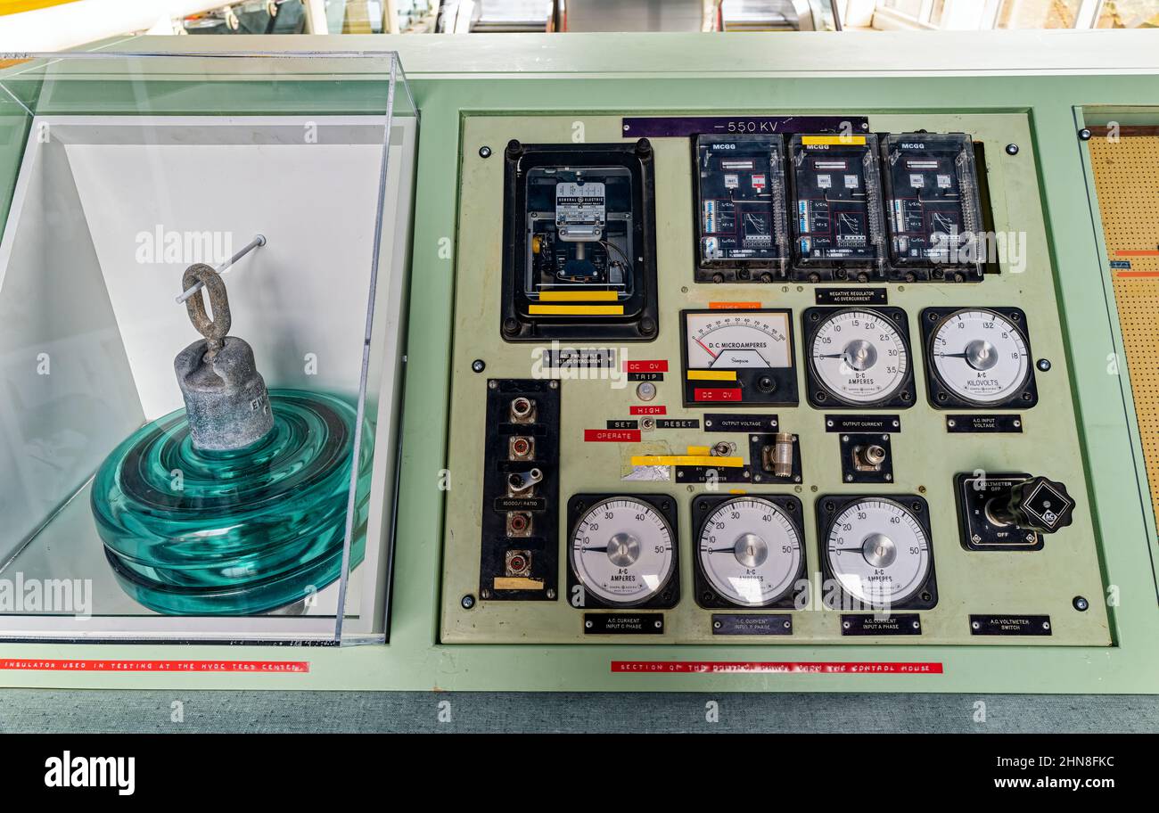 Control panel display at the Bonneville Lock and Dam in Washington, USA ...