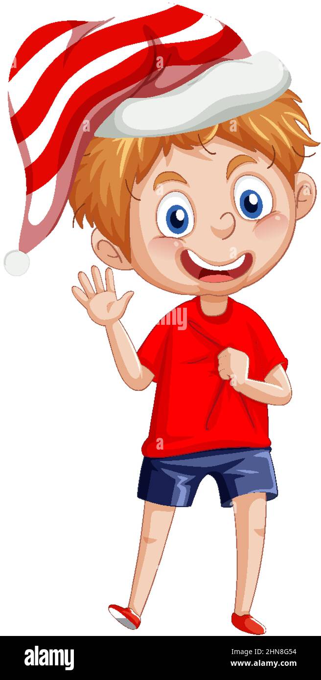 Cute boy in Christmas costume cartoon character illustration Stock ...