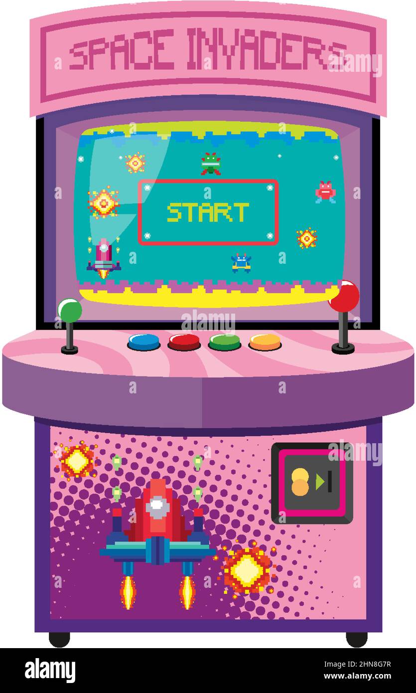 Retro arcade cabinet isolated on white background illustration Stock ...