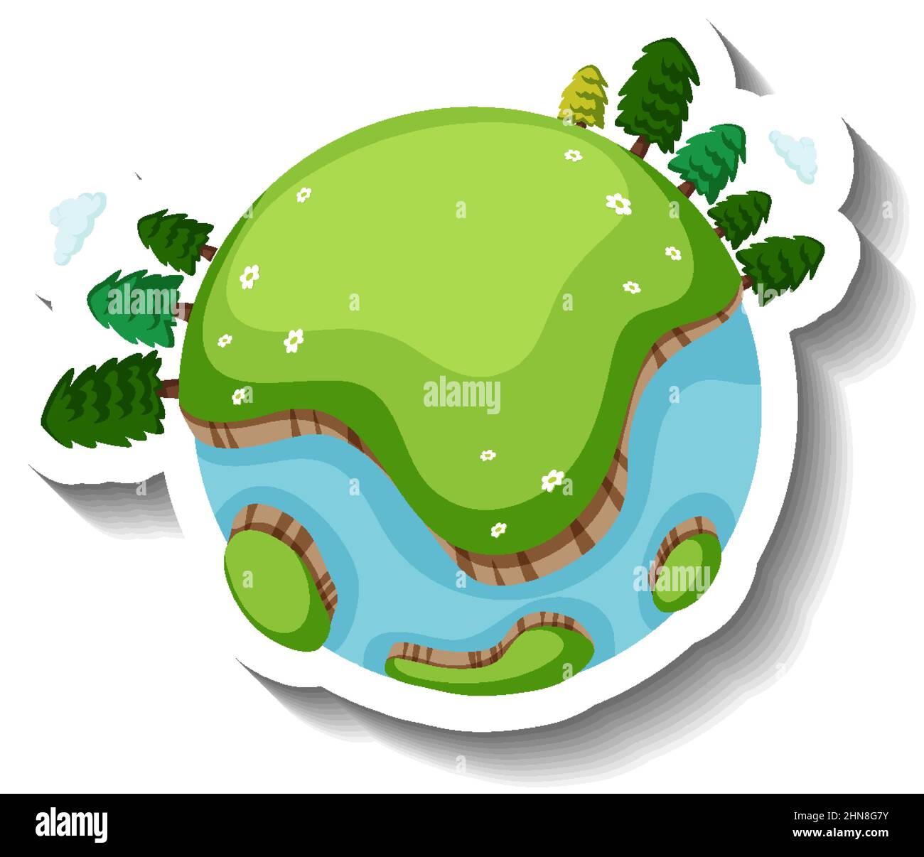 Earth planet with trees in cartoon style illustration Stock Vector ...