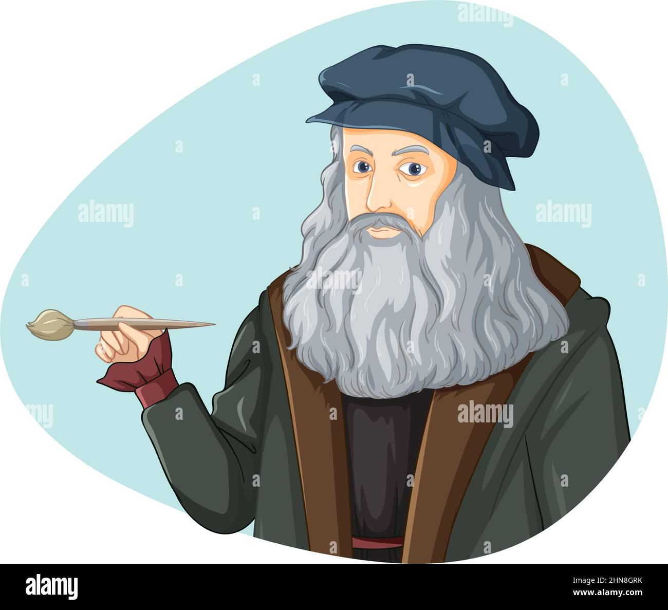 Leonardo da Vinci cartoon character illustration Stock Vector Image ...