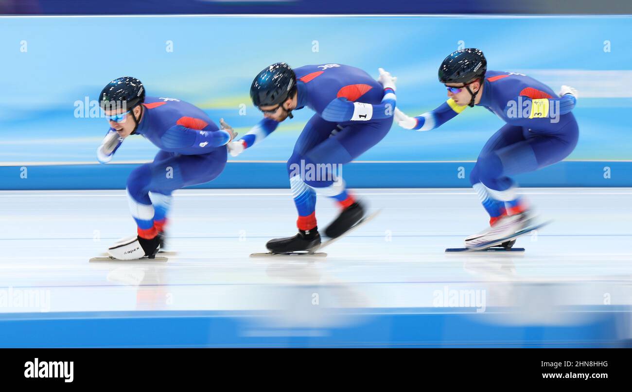 Beijing, China. 15th Feb, 2022. Athletes of ROC compete during the ...