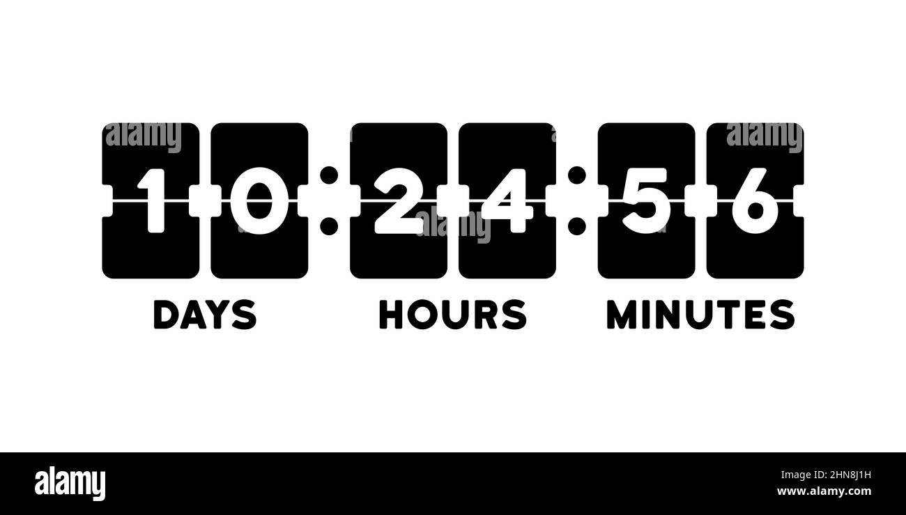 Countdown icon. Days hours and minute left. Vector on isolated white ...