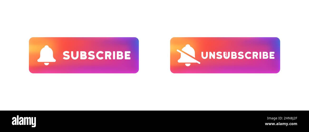 Subscribe and unsubscribe icon set. Social media concept. Vector on ...