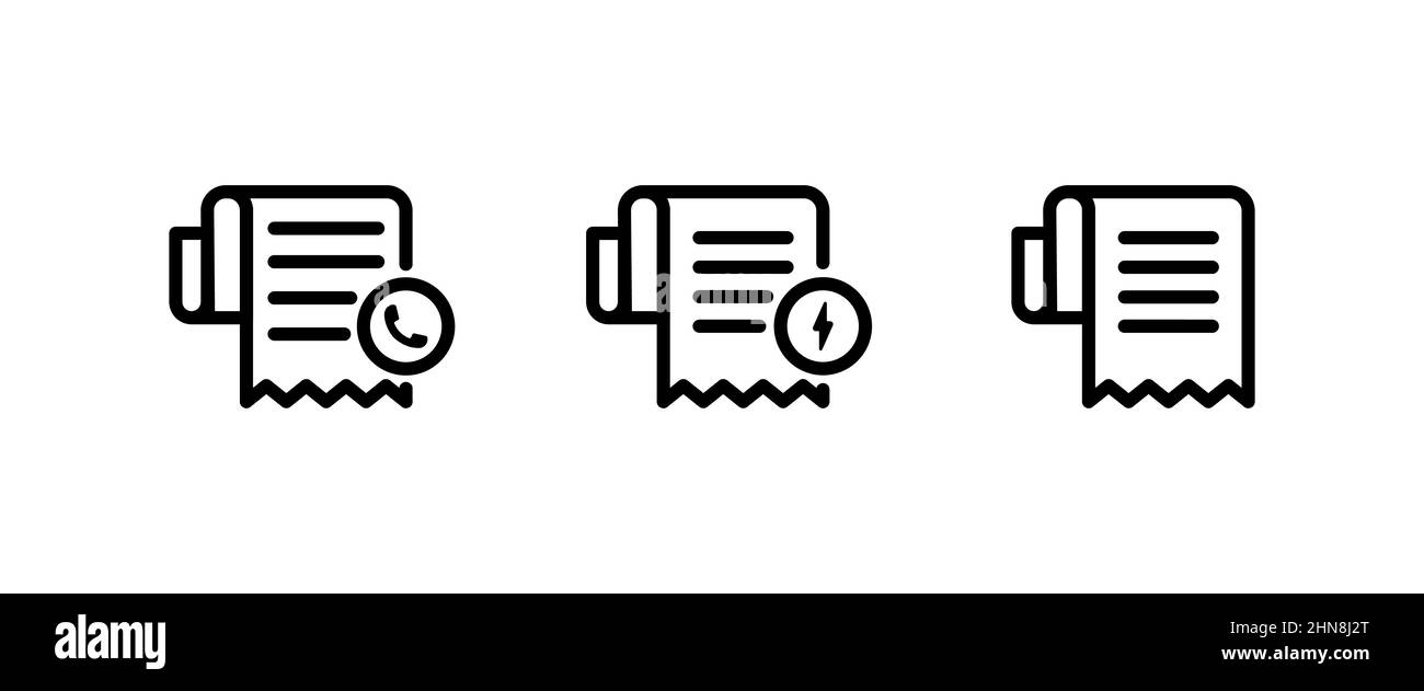 Bill icon set. Electricity and mobile bill. Vector on isolated white ...
