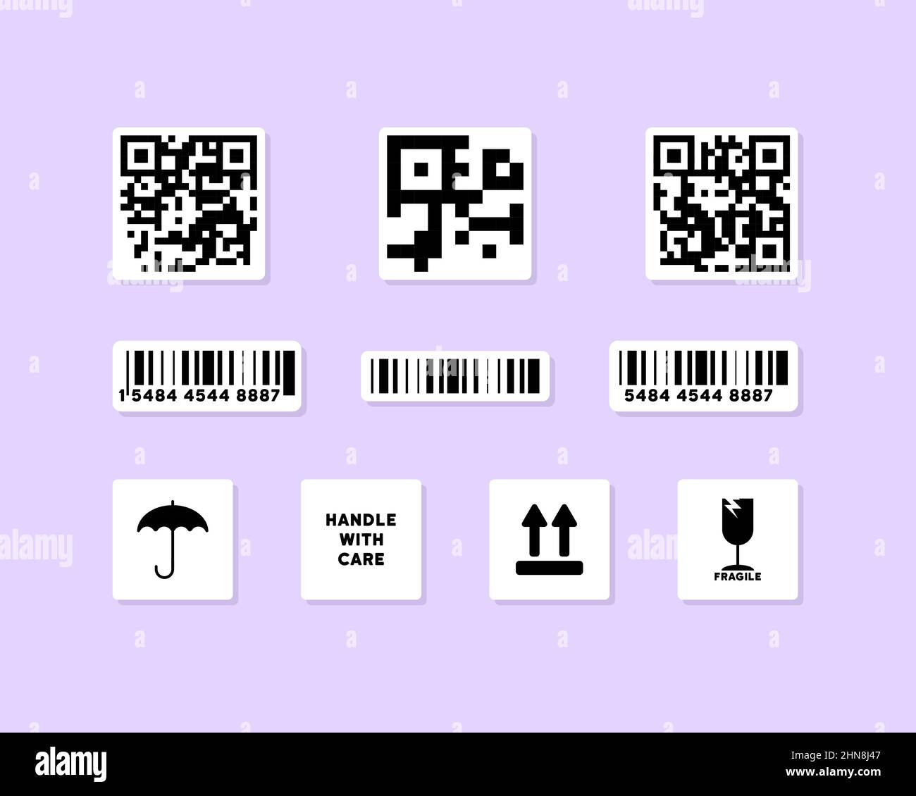 Qr and bar code icon set. Product scan code. Vector on isolated white ...