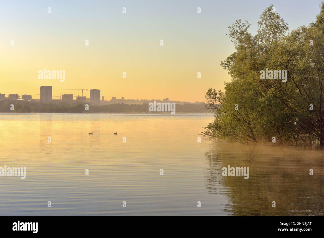 High water on the great Siberian river Ob, urban development on the ...