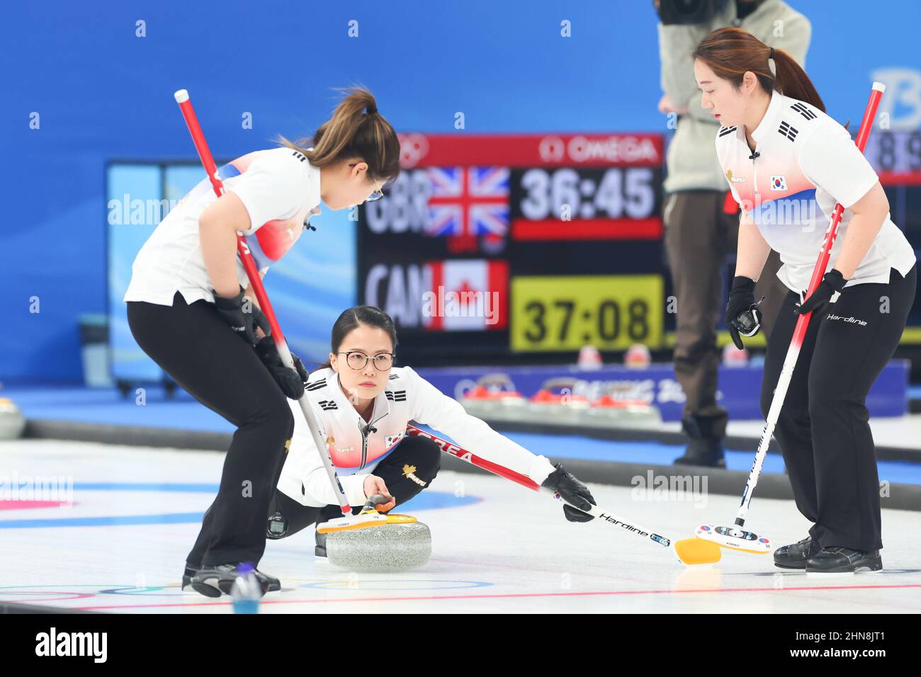 Beijing, China. 14th Feb, 2022. (L-R) Kim SeonYeong, Kim EunJung, Kim ...