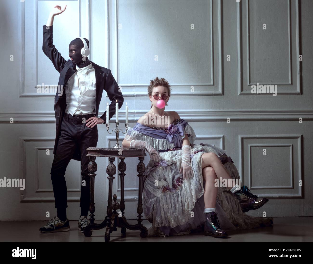 Vintage renaissance style. Young beautiful woman in image of medieval ...