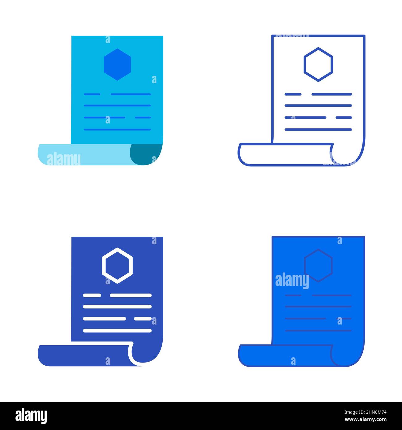 Proof of ownership icon set in flat and line style. Certificate ...