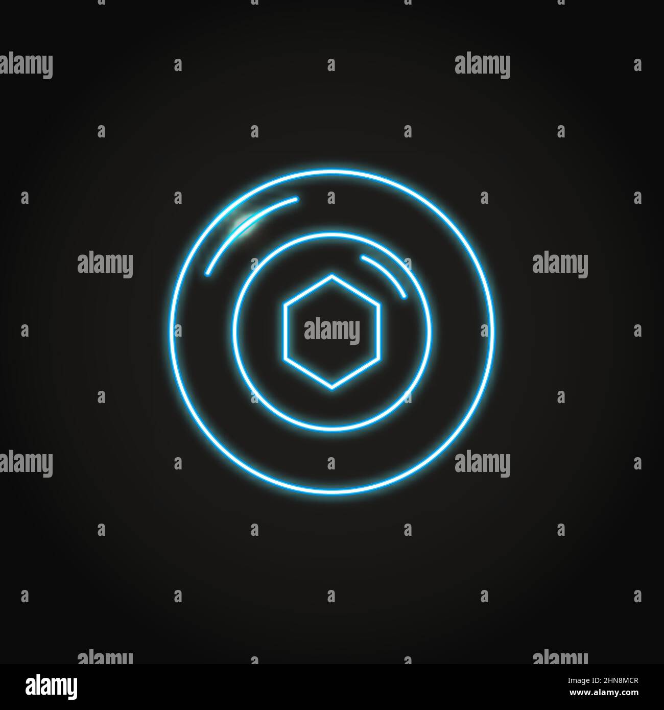 Neon token in bubble icon in line style. NFT concept symbol. Vector ...