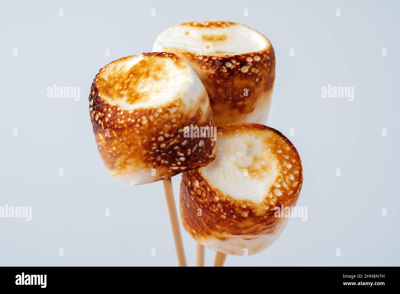 Roasted Marshmallow on a stick, isolated on a white background Stock ...