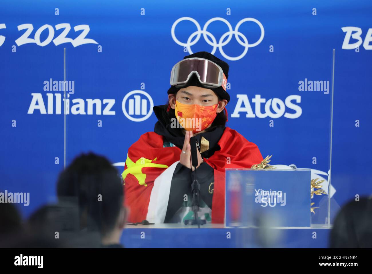Beijing, China. 15th Feb, 2022. Su Yiming of China reacts during the ...