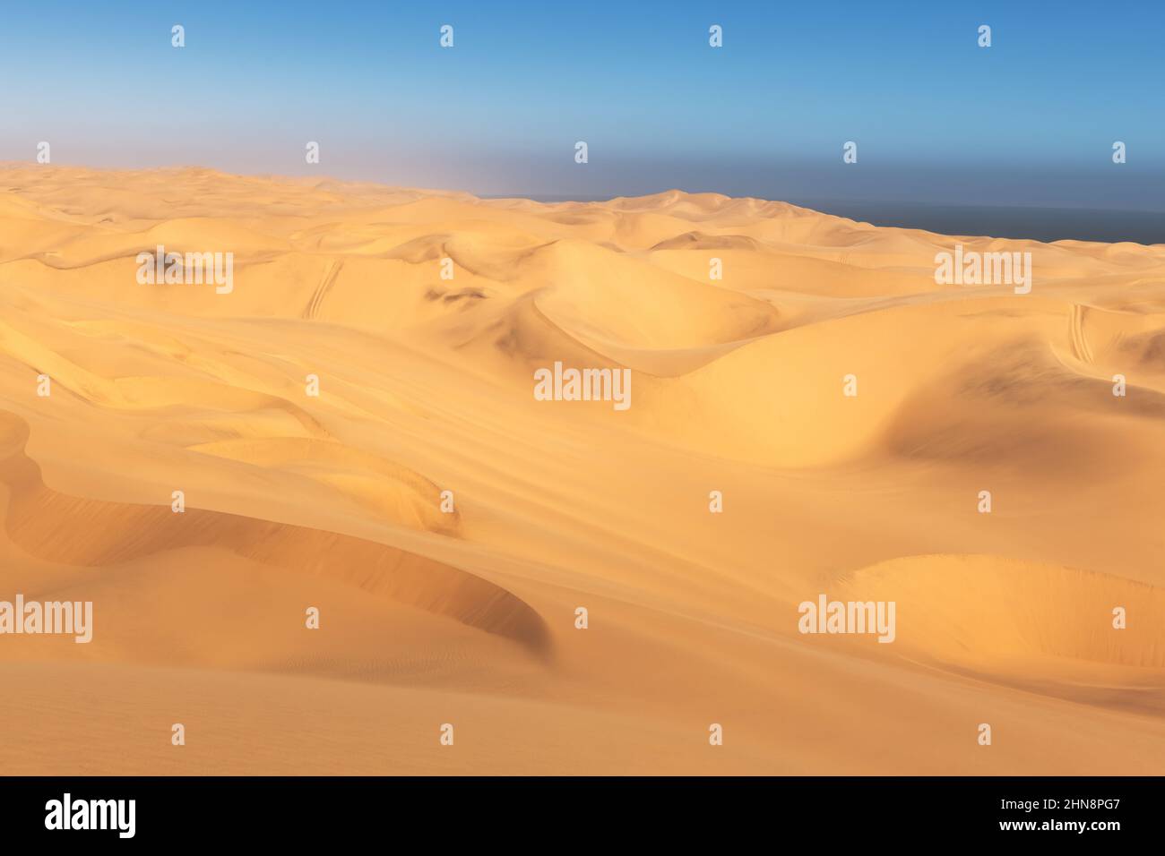 Orange sand dunes and clear sky in Namib desert at Namib-Naukluft ...