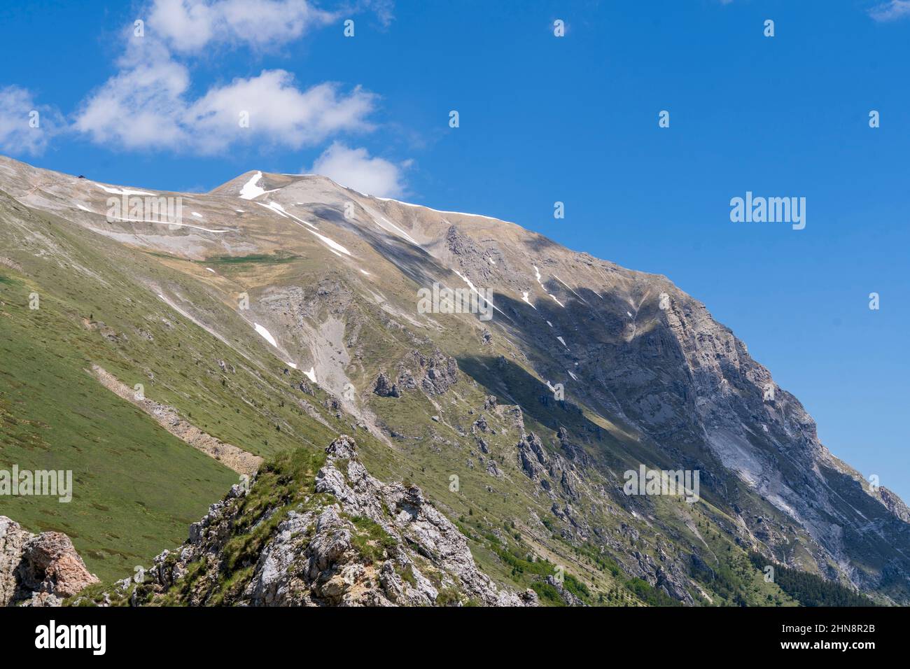 View of Monte Vettore mountain from Forca di Presta pass, Arquata del ...