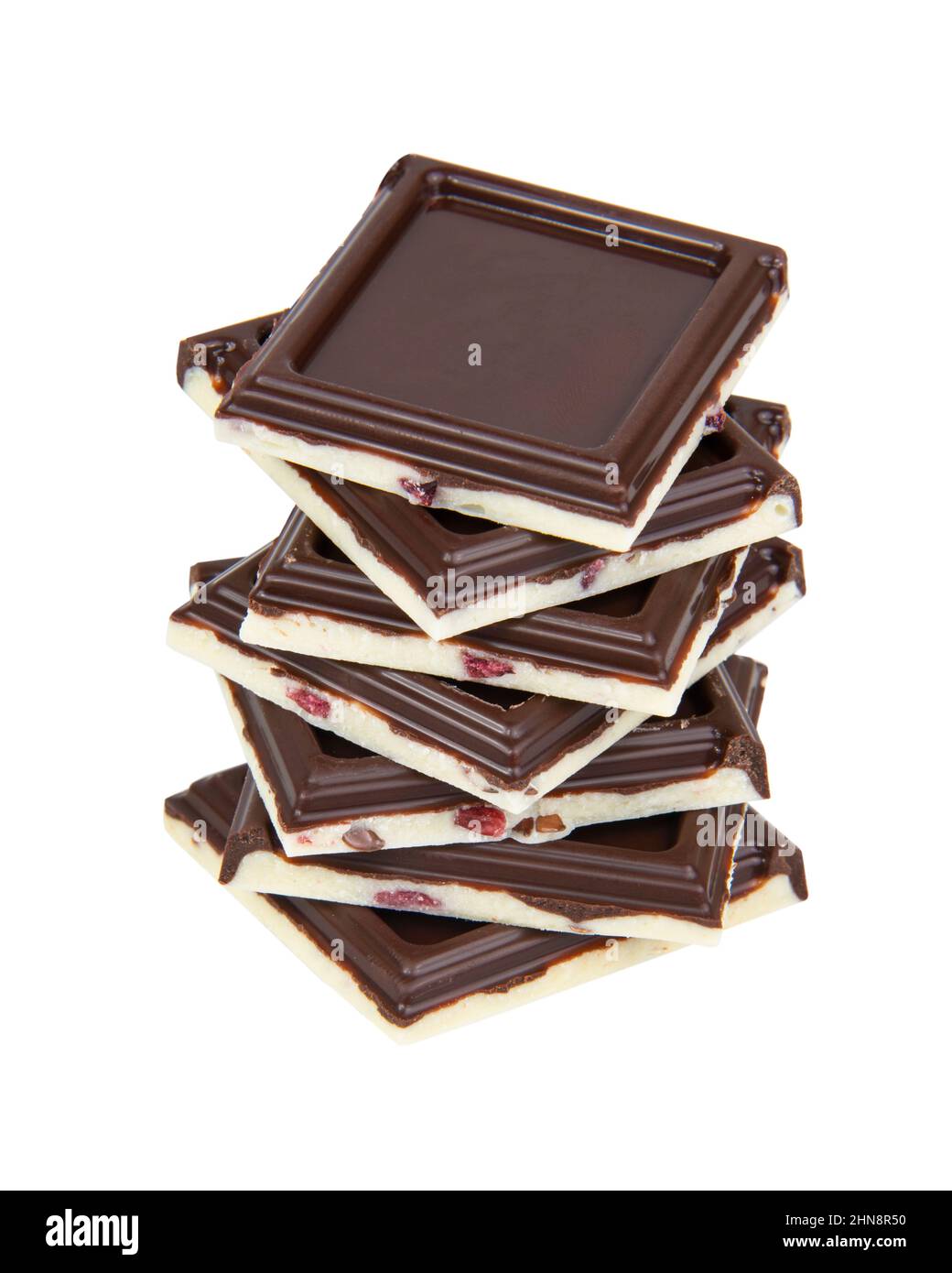 Chocolate block pieces tower isolated on the white background Stock ...