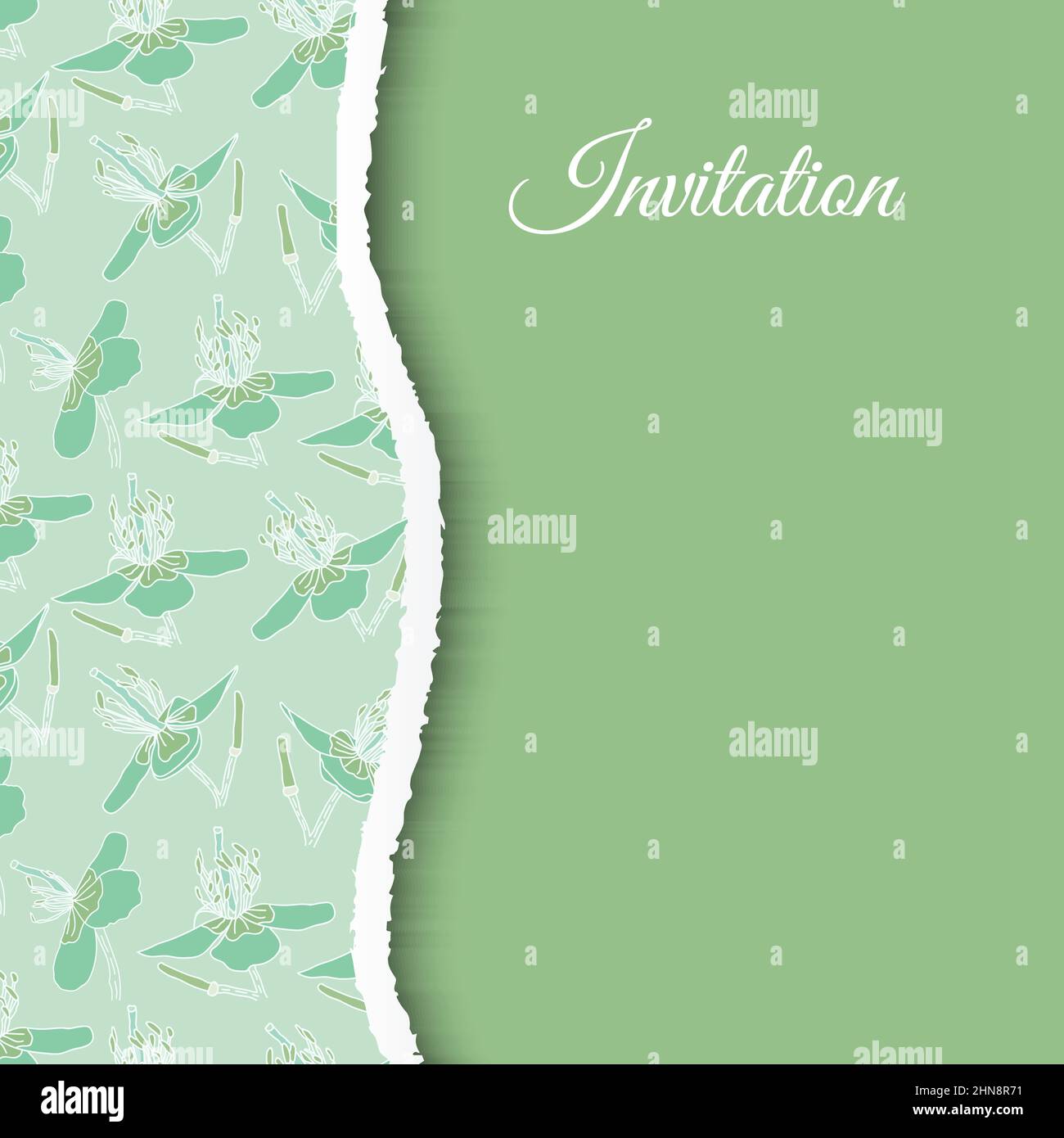 Green Wildflower or Floral Elegant Invitation Design Background Stock ...
