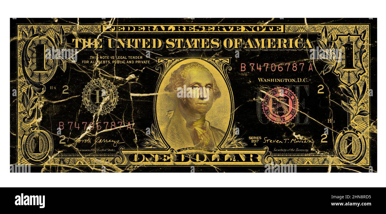 1 Dollar Banknote golden George Washington , U.S. 1 highly detailed ...