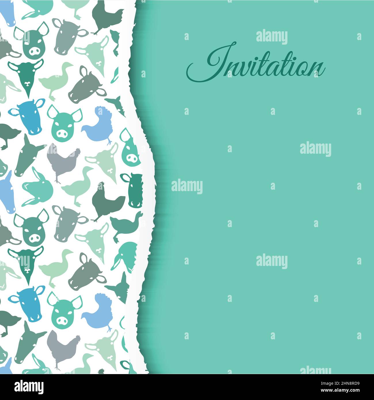 Farm Animal Birthday Invitation Background for Children and Boys Stock ...