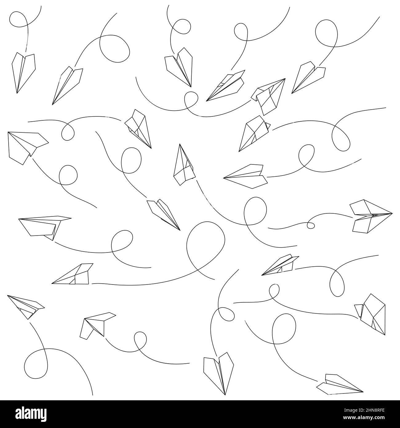 Set of vector illustrations of paper plane icons. Outline simple paper ...
