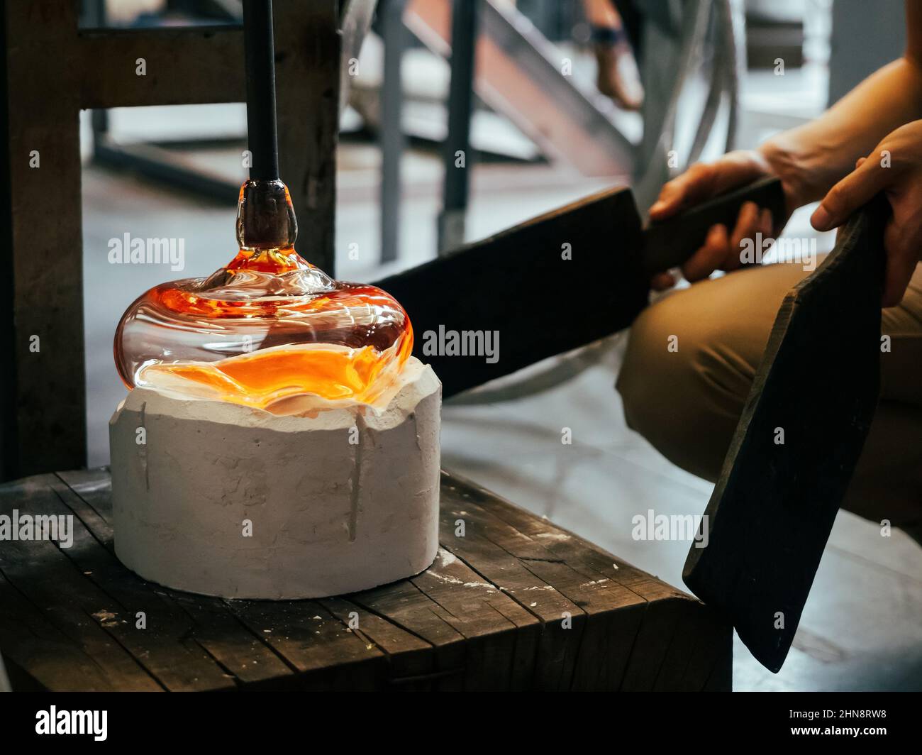 Creating traditional glass Art with Hot Torch and glassblowing pipe ...