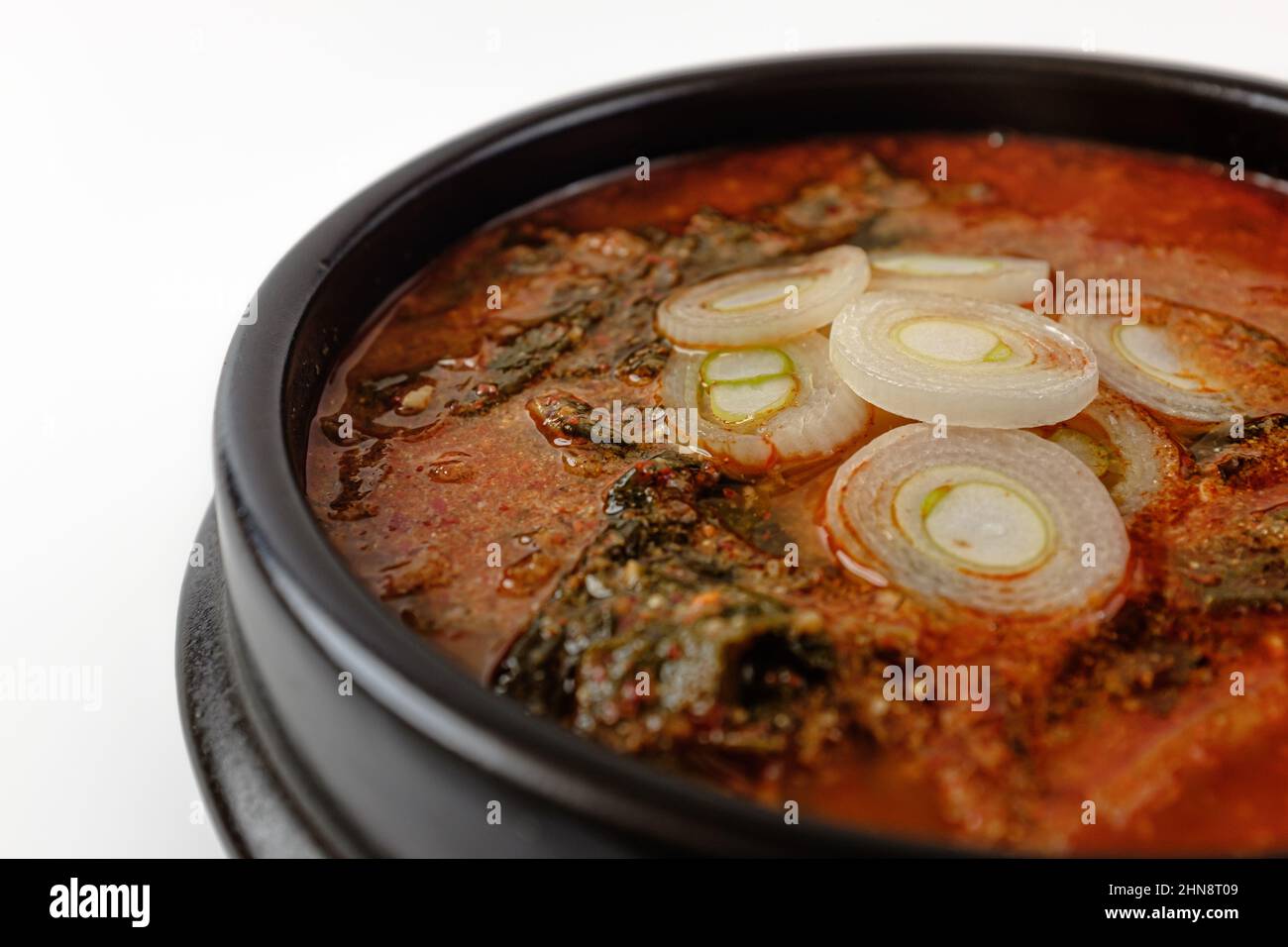 Eel soup on white background Stock Photo - Alamy