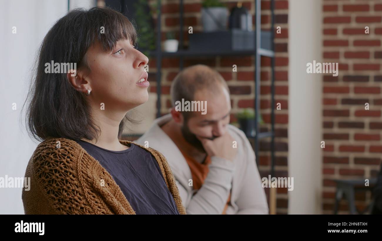 Close up of woman with addiction crying and having nervous reaction at ...