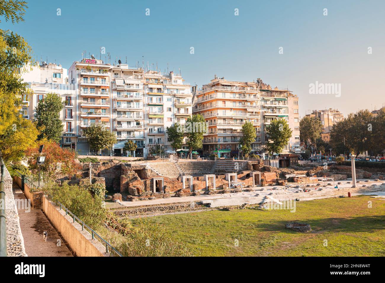 21 October 2021, Thessaloniki, Greece: ancient Agora square and Roman ...